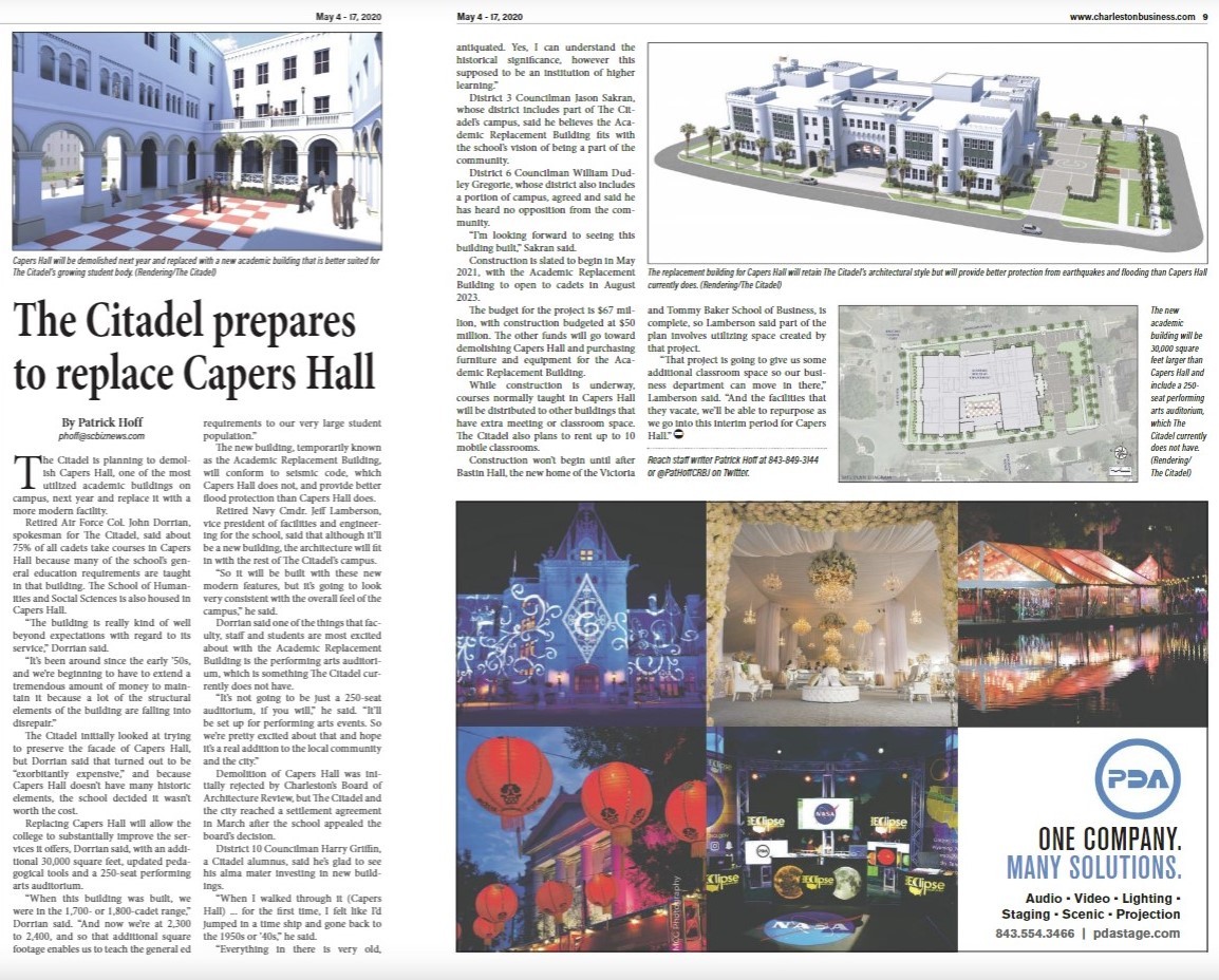 The Citadel prepares to replace Capers Hall - The Citadel Today
