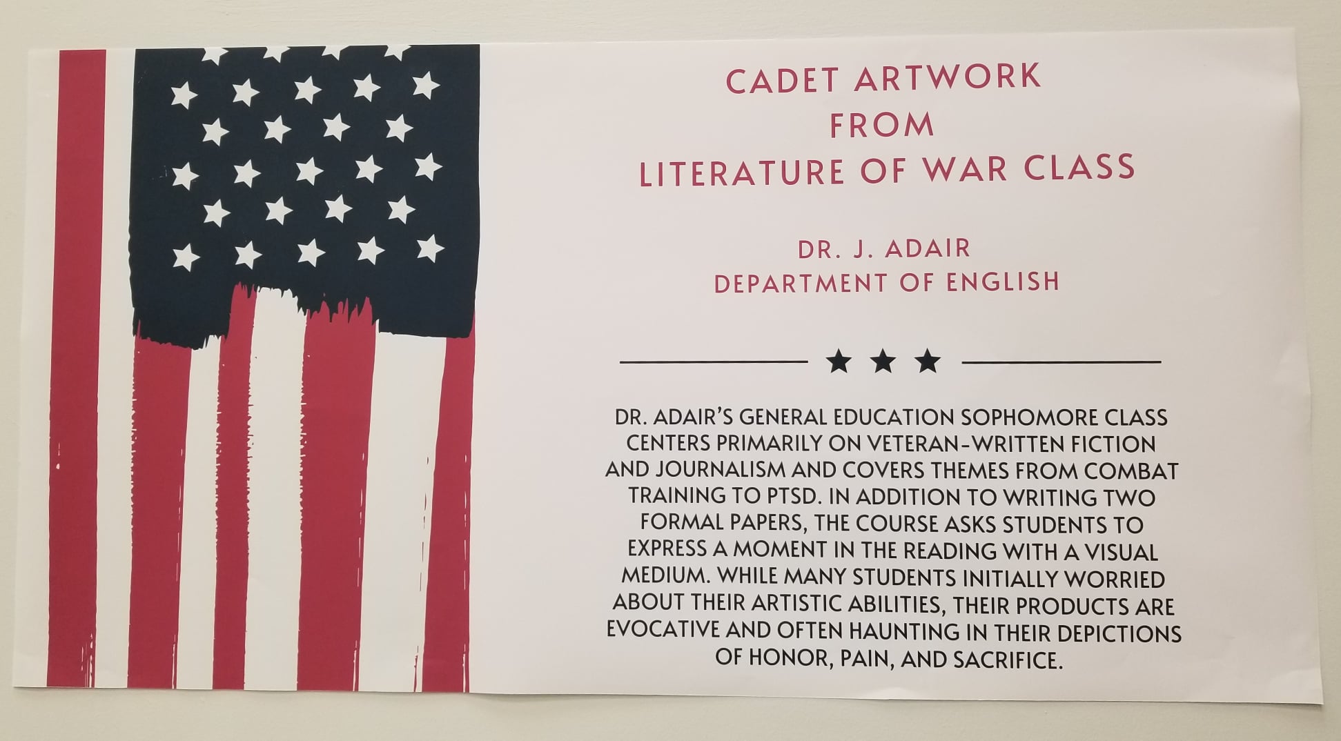 Student artwork in Daniel Library honors veterans - The Citadel Today