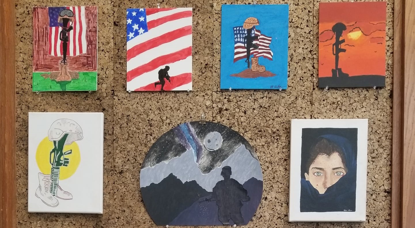 Student artwork in Daniel Library honors veterans - The Citadel Today
