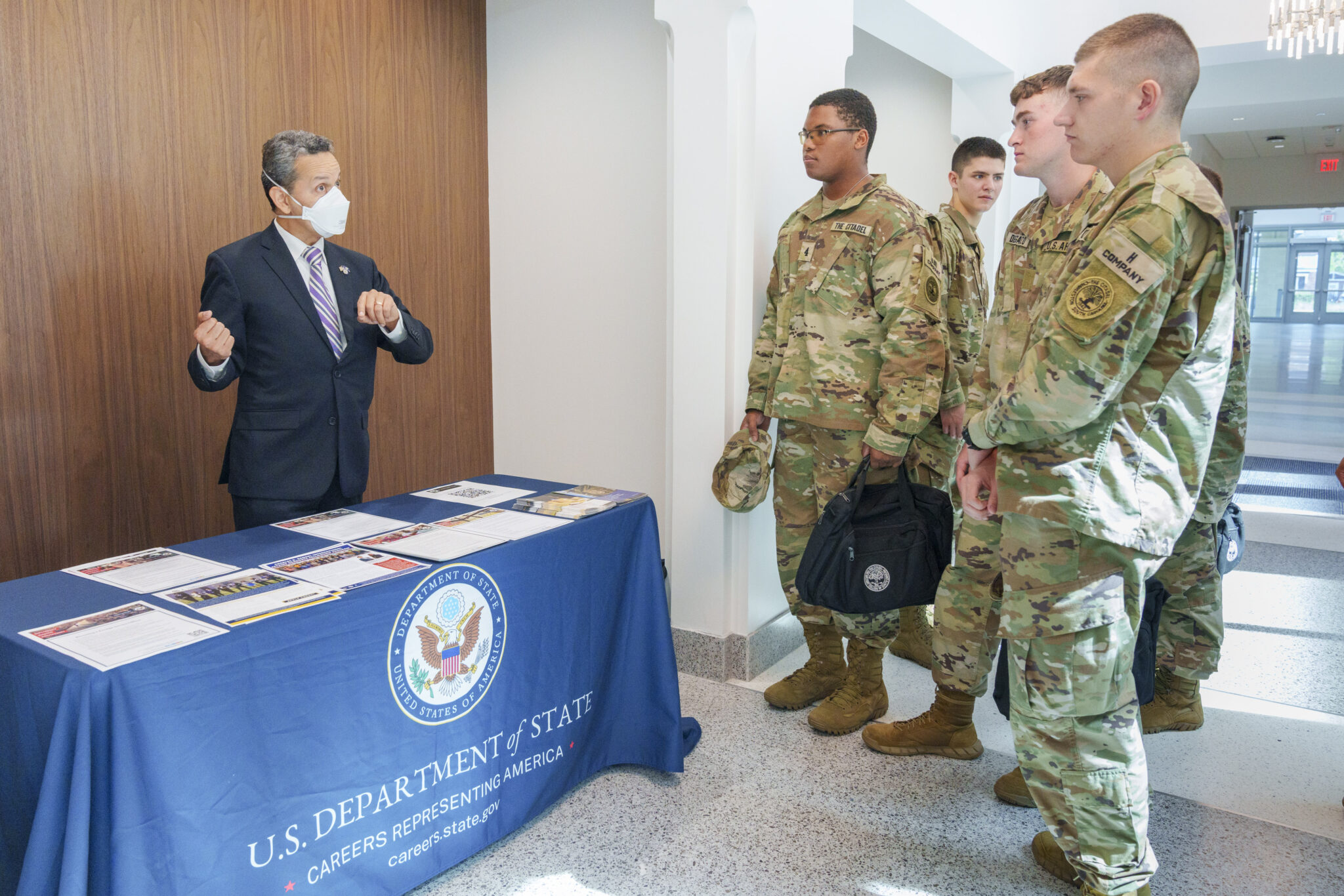 Deputy Secretary of State Richard Verma visits with Citadel cadets and ...